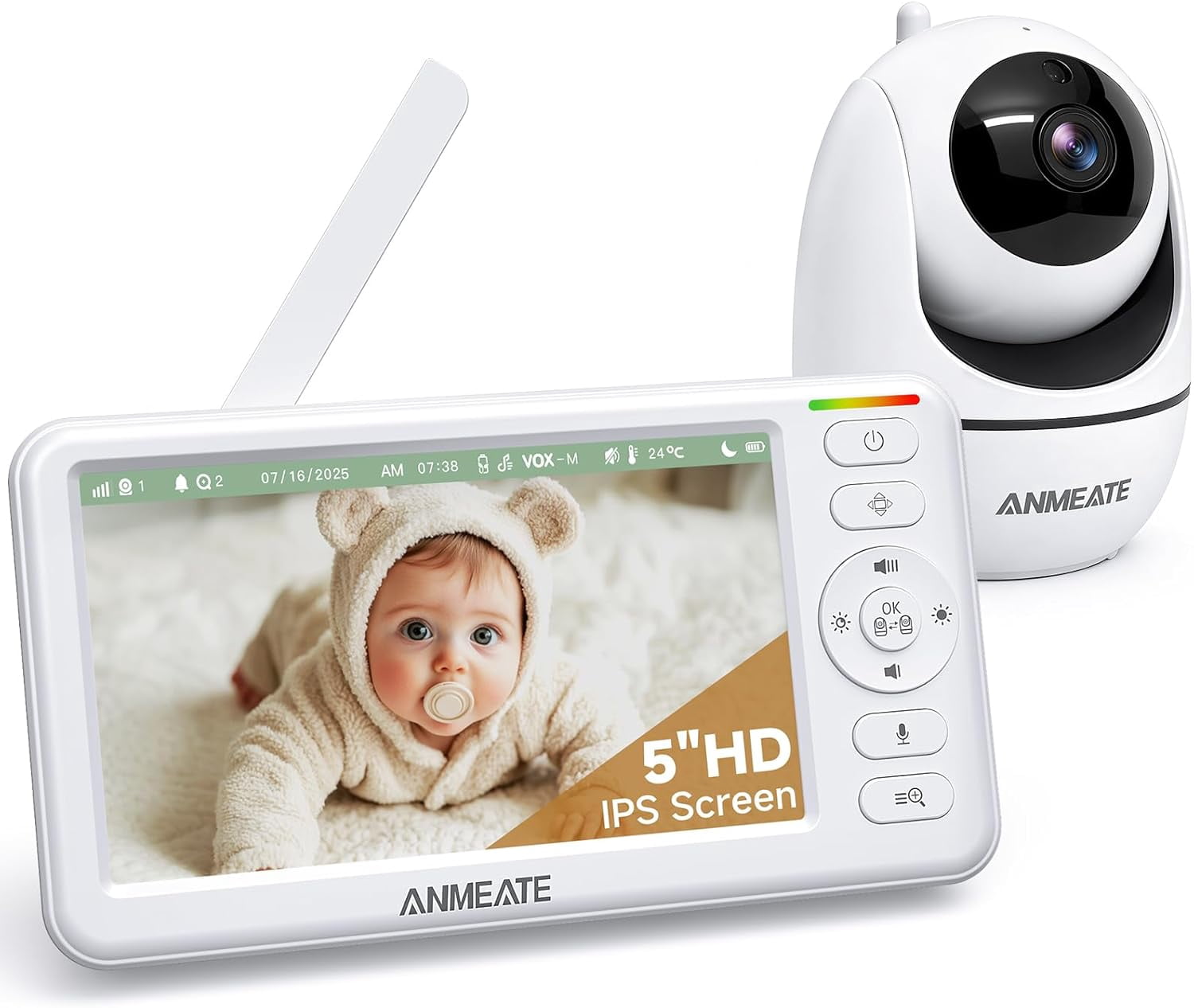 5" HD Video Baby Monitor with Camera and Audio - No WiFi, 48H Battery ...
