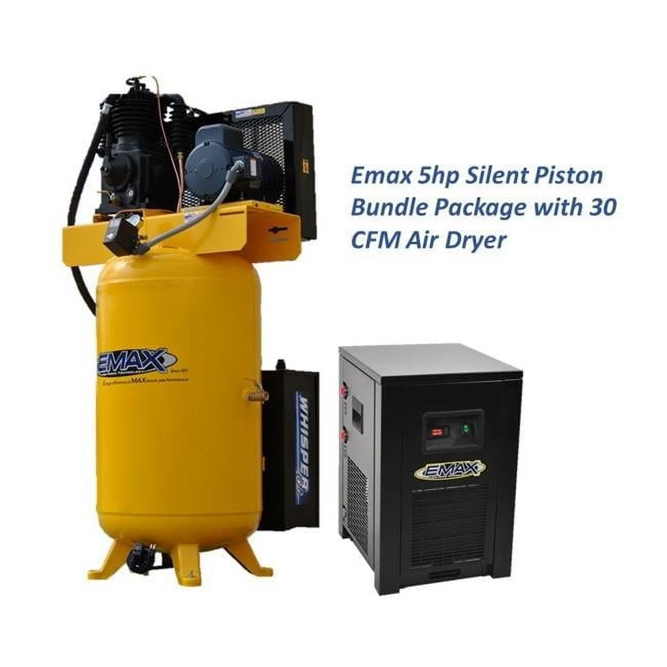 5 HP 1 Phase 2 Stage 80 gal Vertical Compressor with 30 CFM Dryer ...