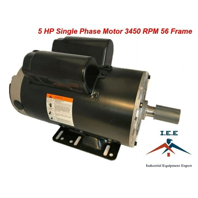 5HP 3450 RPM 56 Frame, 7/8" Shaft 22Amp 230V, Compressor Motor with ...