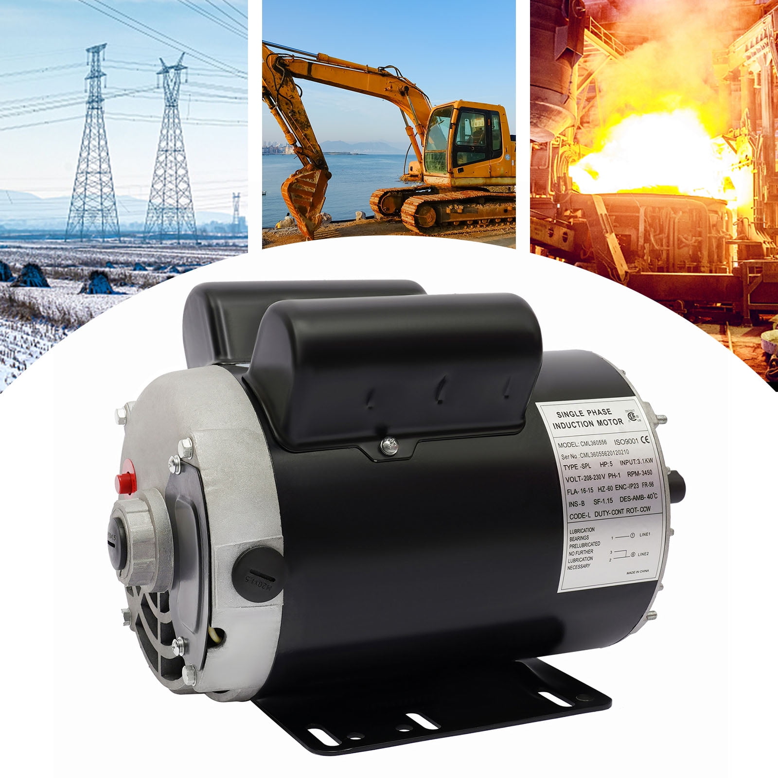 Air Compressor Shaft, 5 HP SPL 3450RPM 56 Frame Electric Air Compressor ...