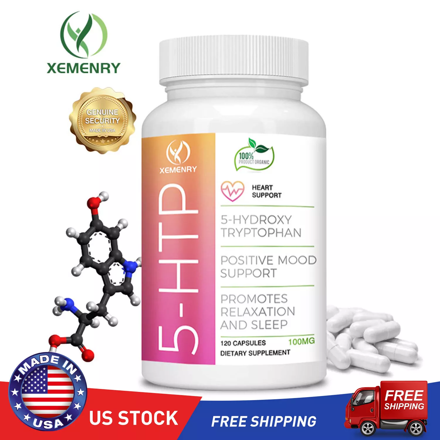 5-HTP (5-hydroxytryptophan) - Natural Sleep & Mood Support, Helps ...