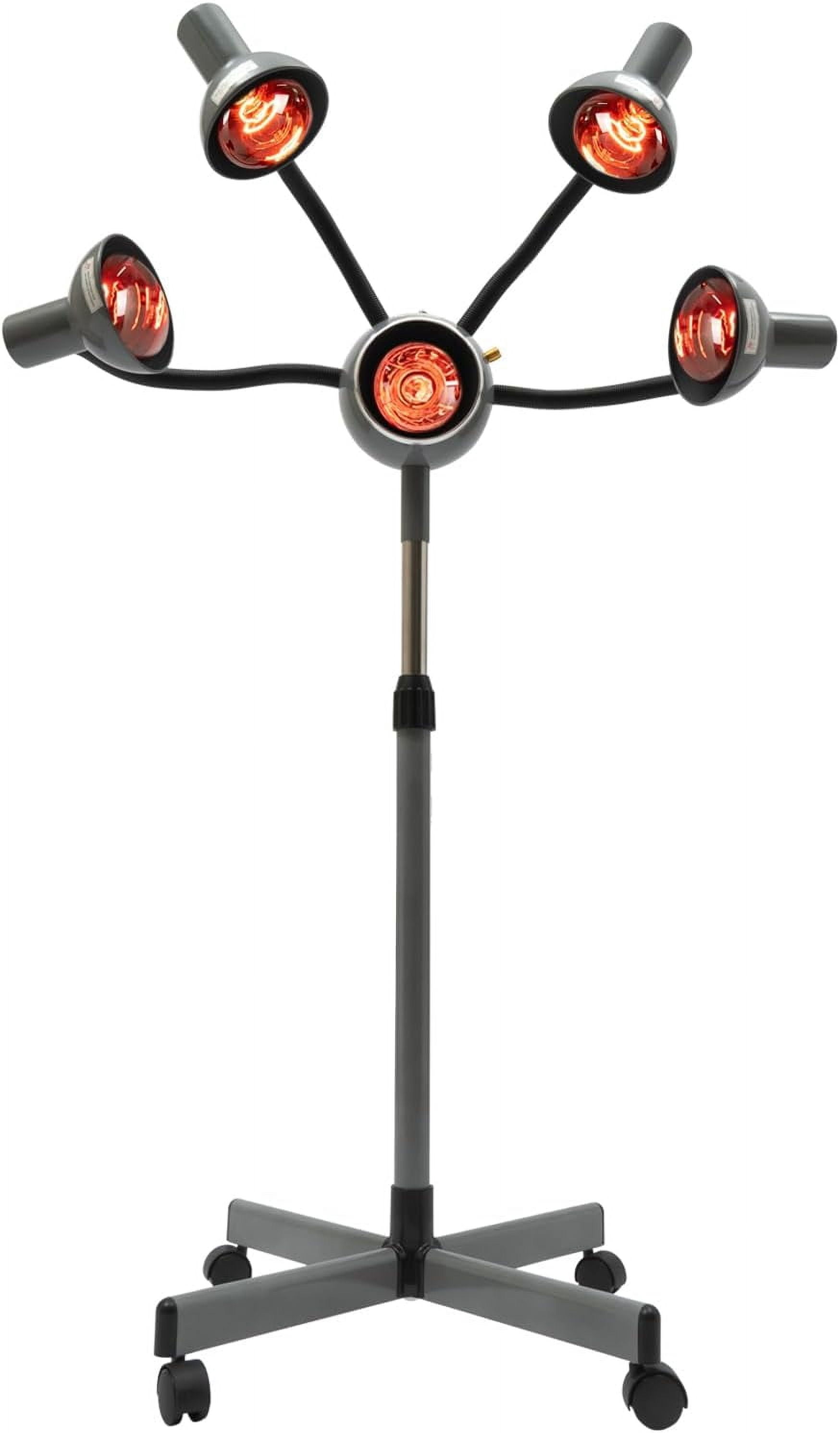 5 Head 750w Infrared Light Heat Lamp, Adjustable Height & Angle with ...