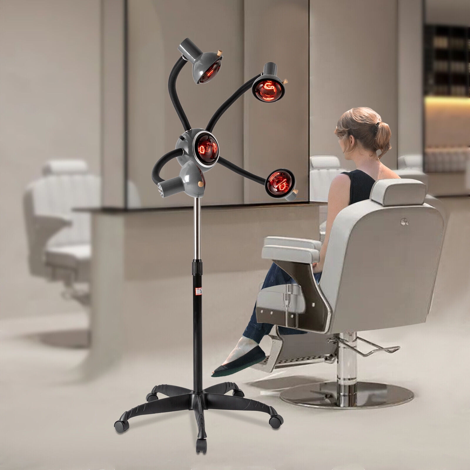 5 Head Infrared Light Therapy Red Lamp Salon Hair Perming Dyeing Color Processor - Walmart.com