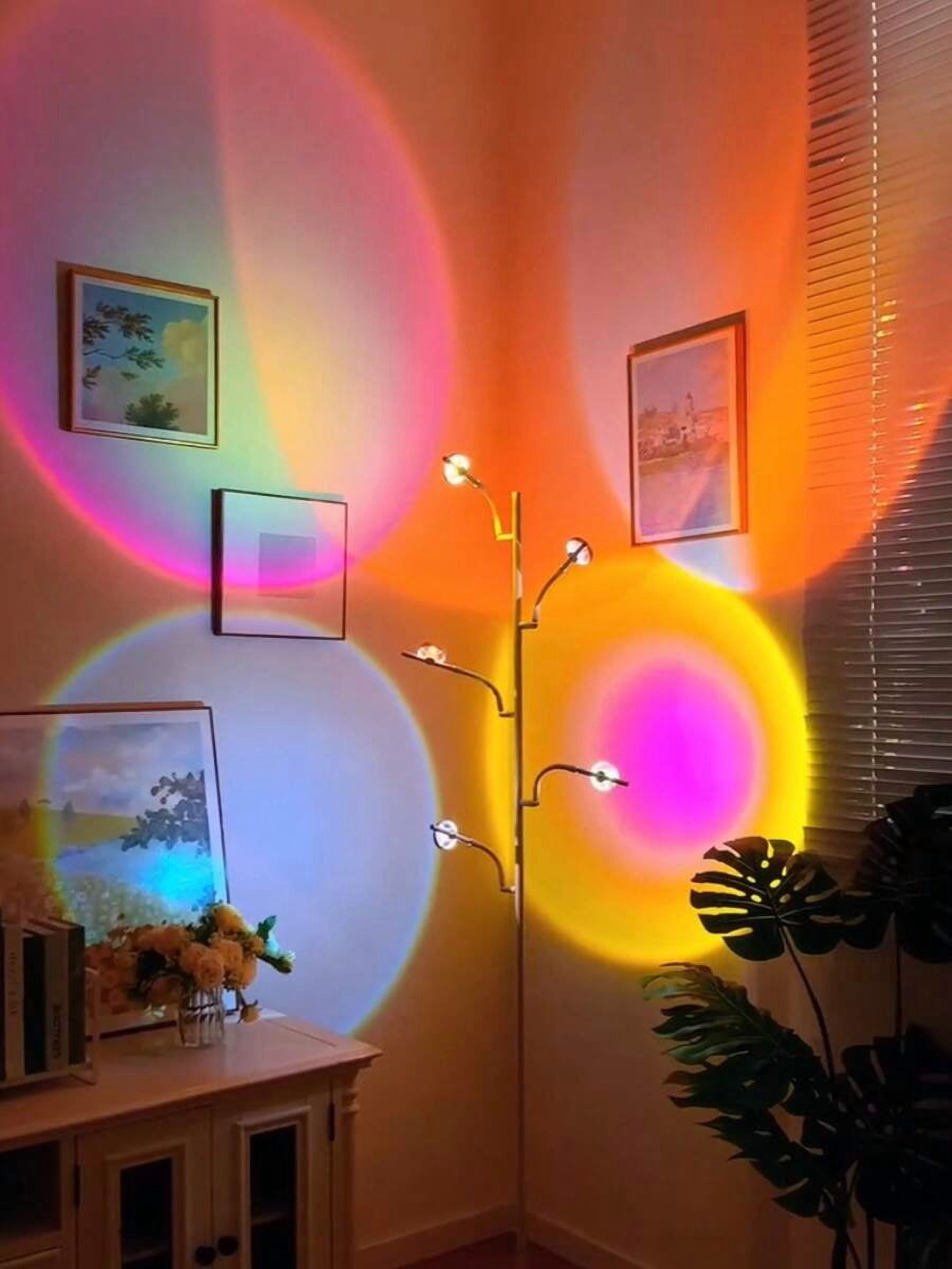 5-Head Sunset Atmosphere Light, 360° Rotation Multi-Color Sunset ...