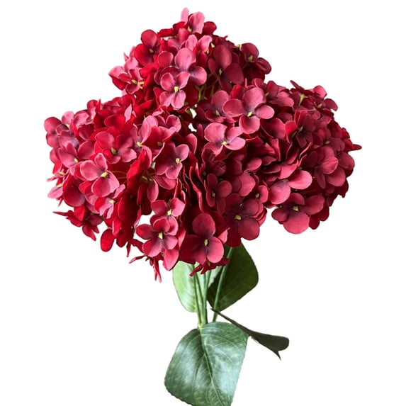 5 Heads Artificial Hydrangea Bouquet, Faux Flower Arrangement For Table ...