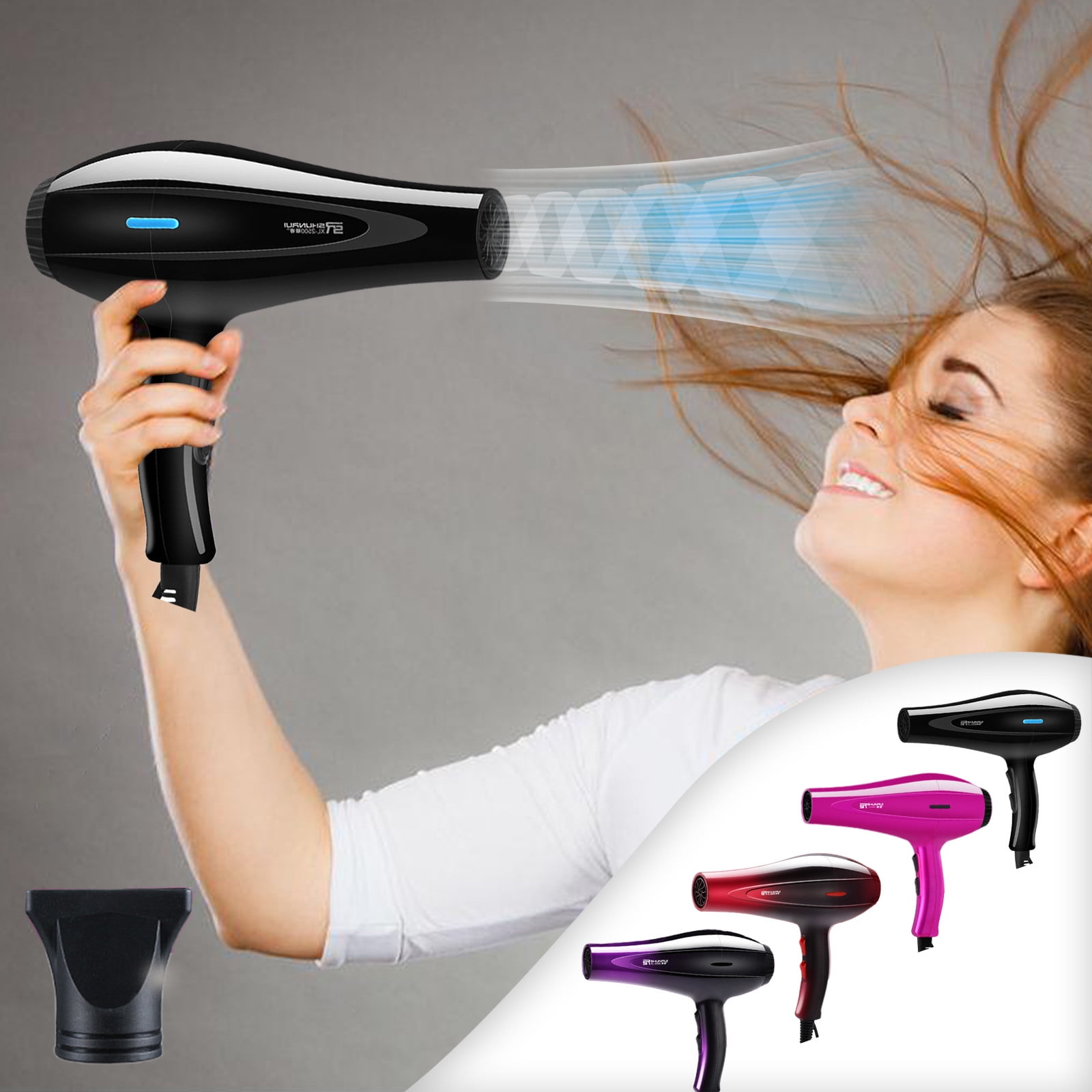 5 Heat Settings Hair Dryer, Salon Quality, Concentrator Attachment ...