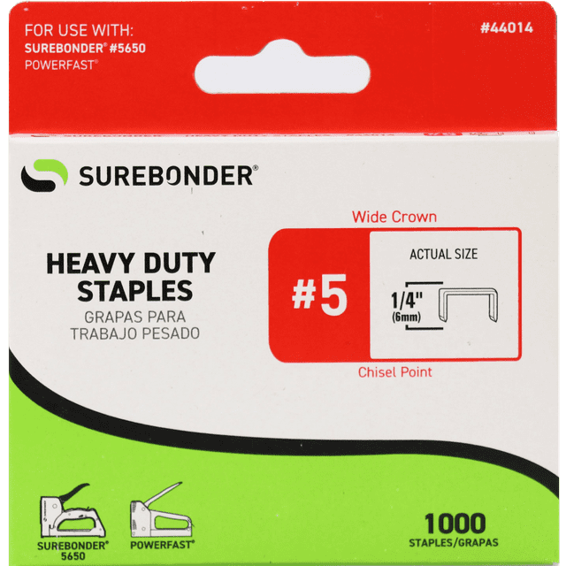#5 Heavy Duty Wide Crown Staples - 1/4" - 1000 ct. - Walmart.com