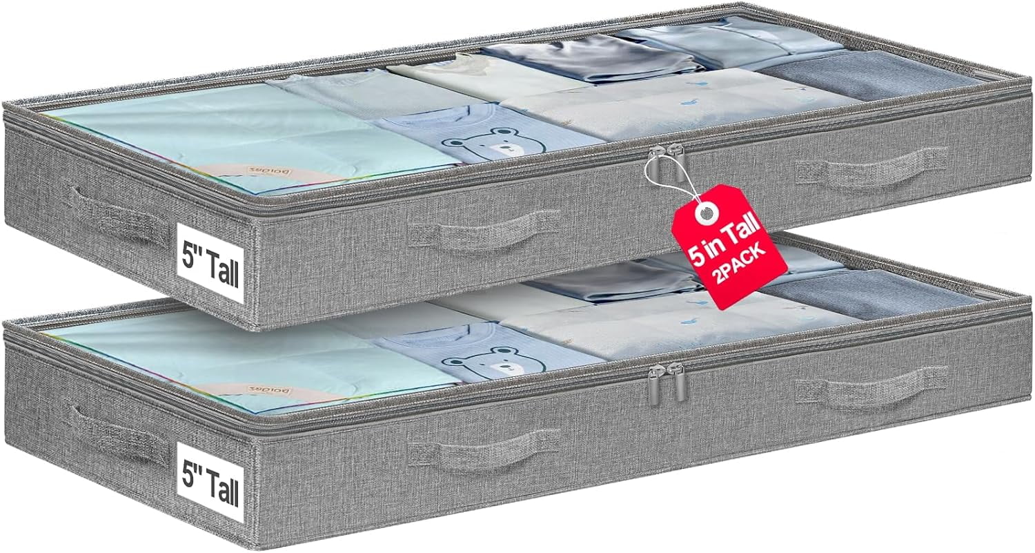 5 High Low Profile Under Bed Storage Containers,No-Structure,Soft ...