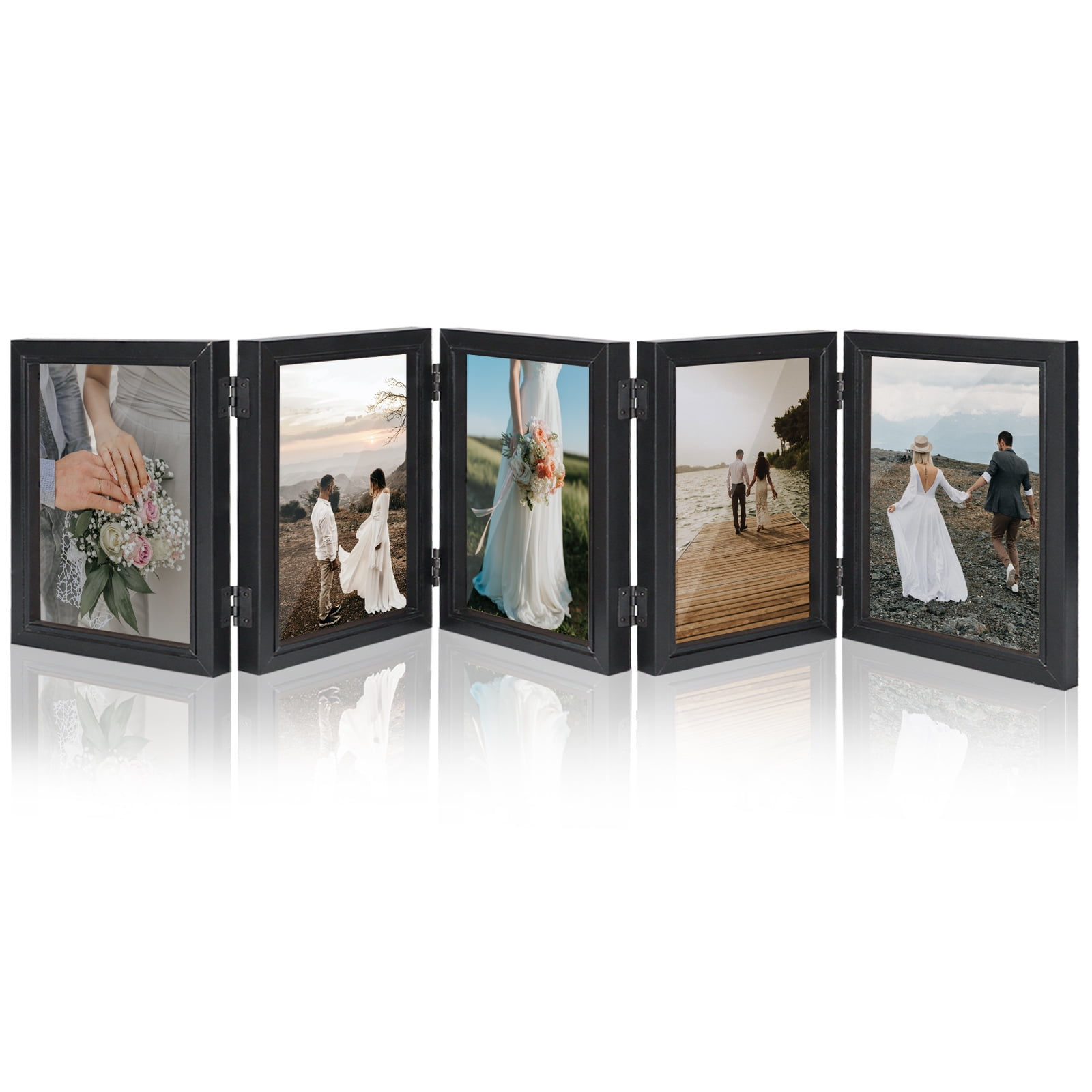 Betinyar, 5 Hinged Folding Picture Frame, 5x7 Vertical Photo Collage ...