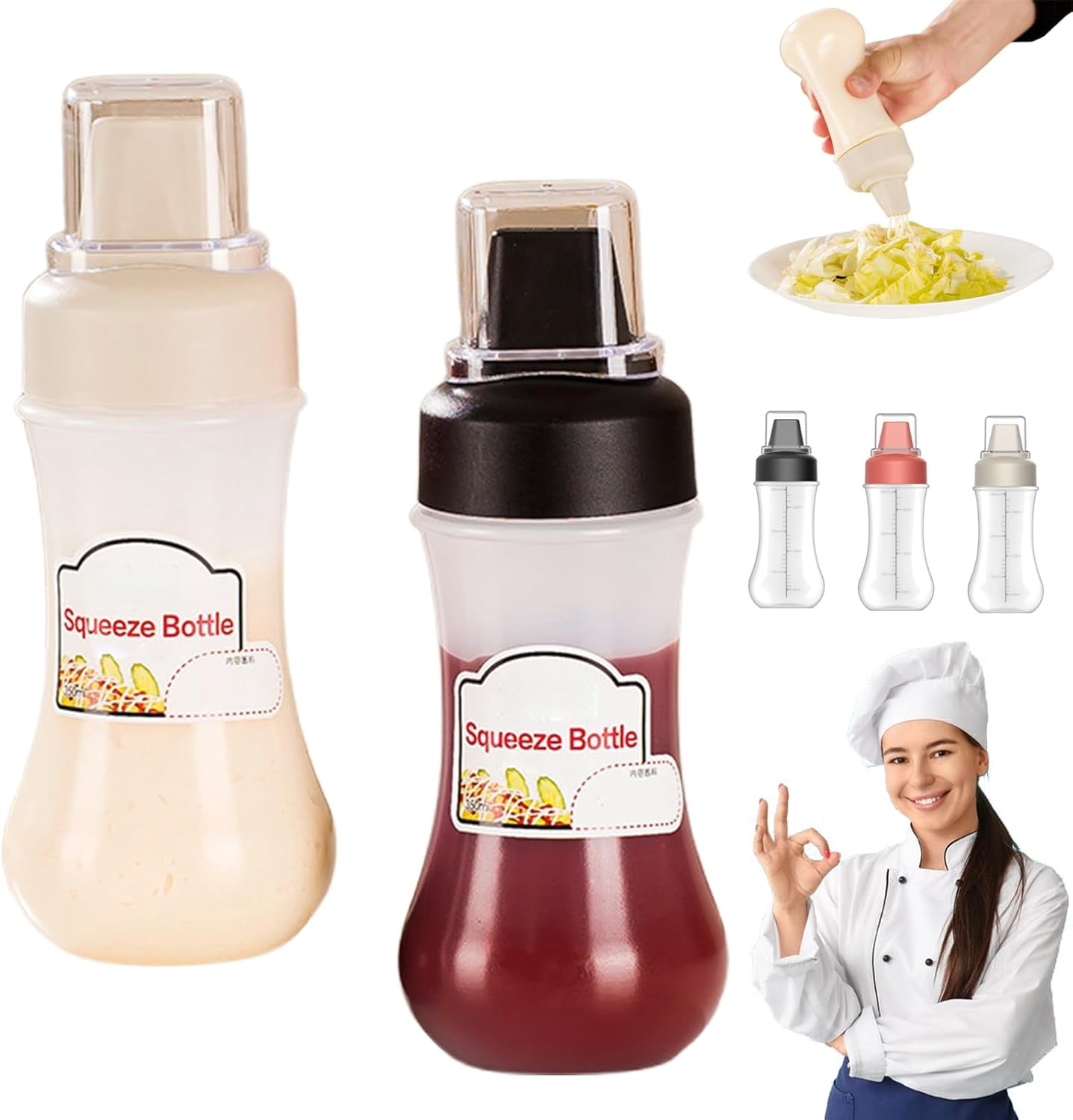 5-Hole Condiment Squeeze Bottle, 11.8oz Plastic Sauce Dispenser with ...