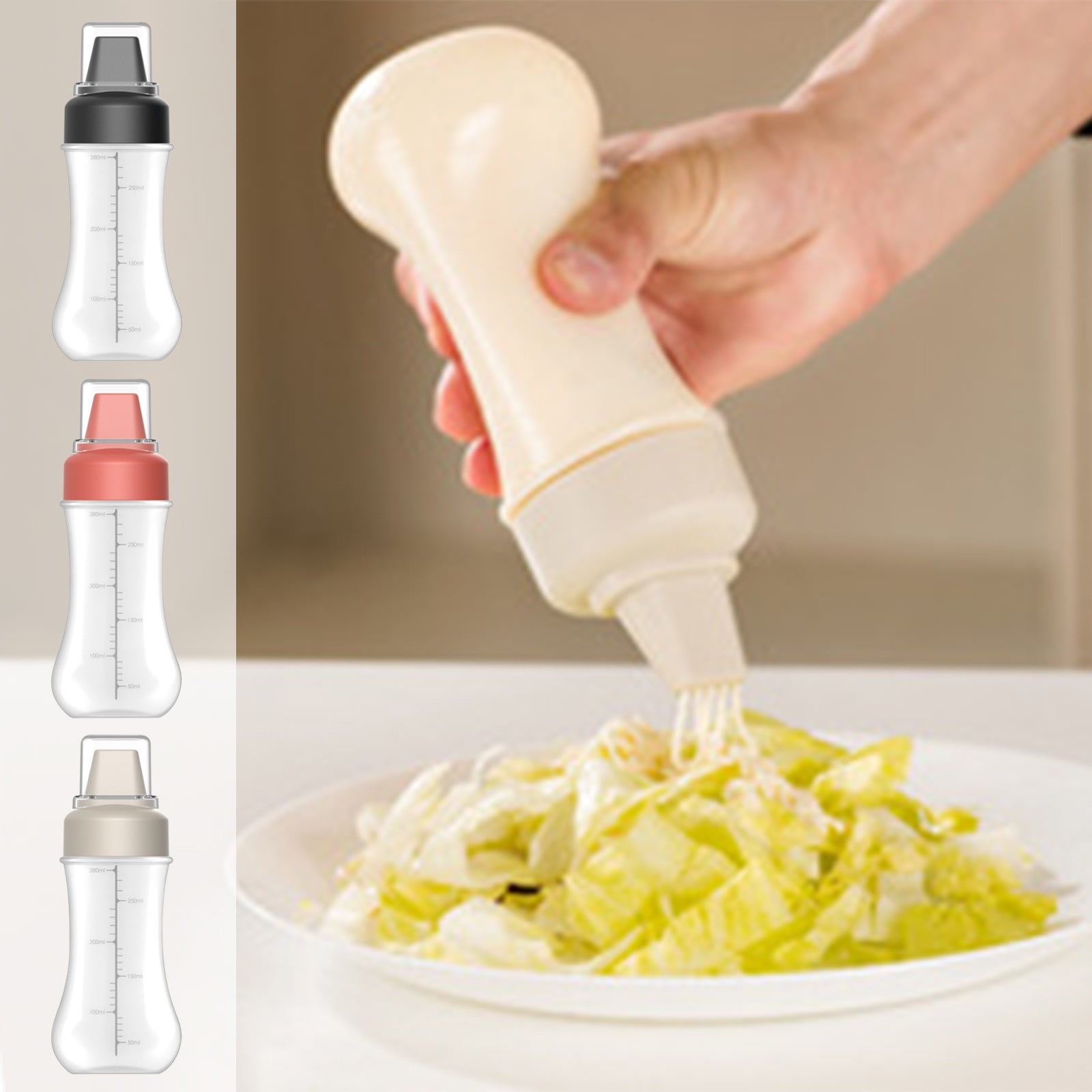 5 Hole Seasoning Bottle Kitchen Squeeze Dispenser 8oz Graduated Plastic ...