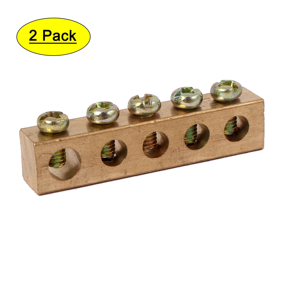 5 Holes Electrical Wire Screw Terminal Ground Copper Neutral Bar 2pcs ...