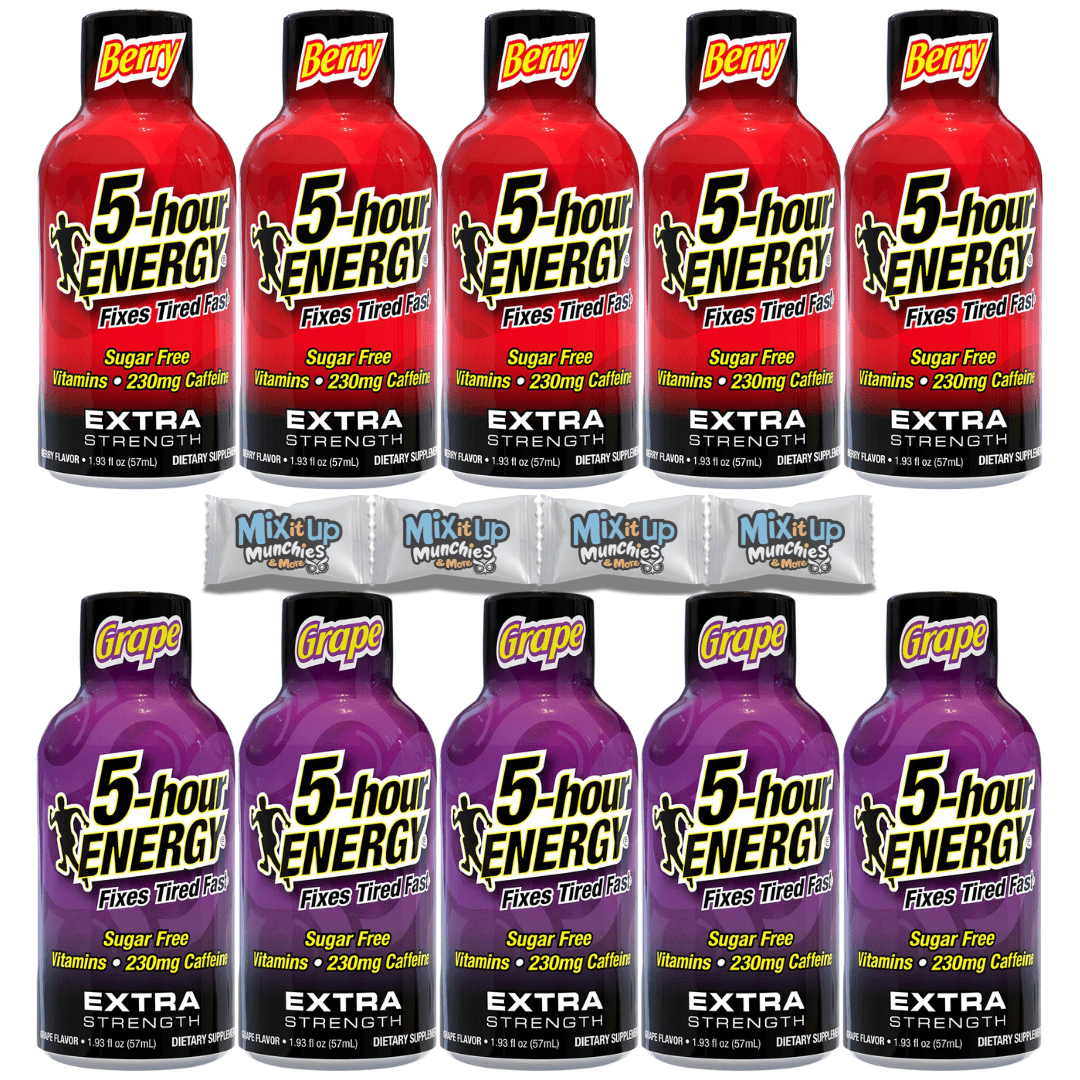 5 Hour ENERGY Extra Strength Shots 10ct (Berry & Grape, 1.93 fl oz) + 4 ...