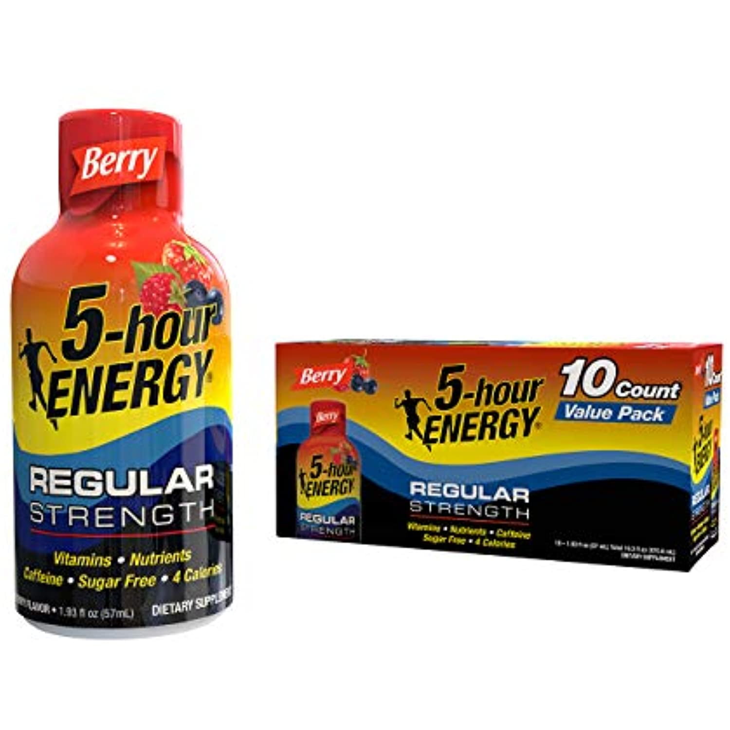 5-Hour Energy Shot, Regular Strength Berry, 1.93 Oz, 10 Pack - Walmart.com