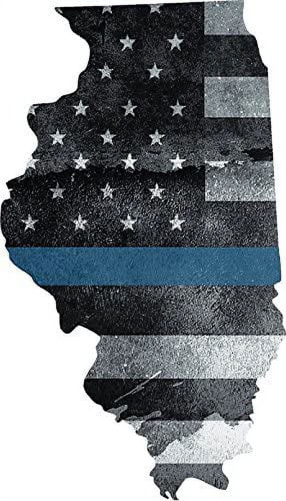 5" IL Illinois State Thin Blue Line Tattered American Flag Police 3M ...
