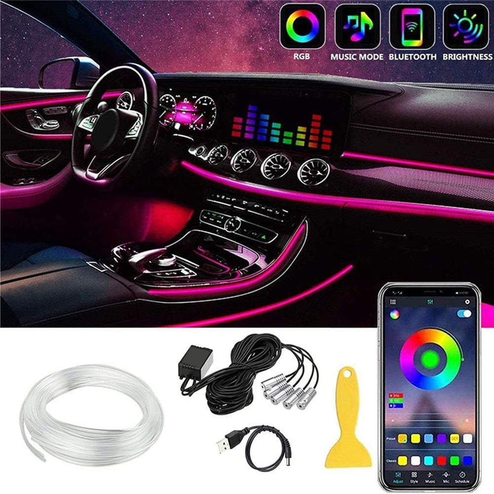 5 IN 1 Car Atmosphere Light RGB LED Interior Lighting with Mobile APP ...