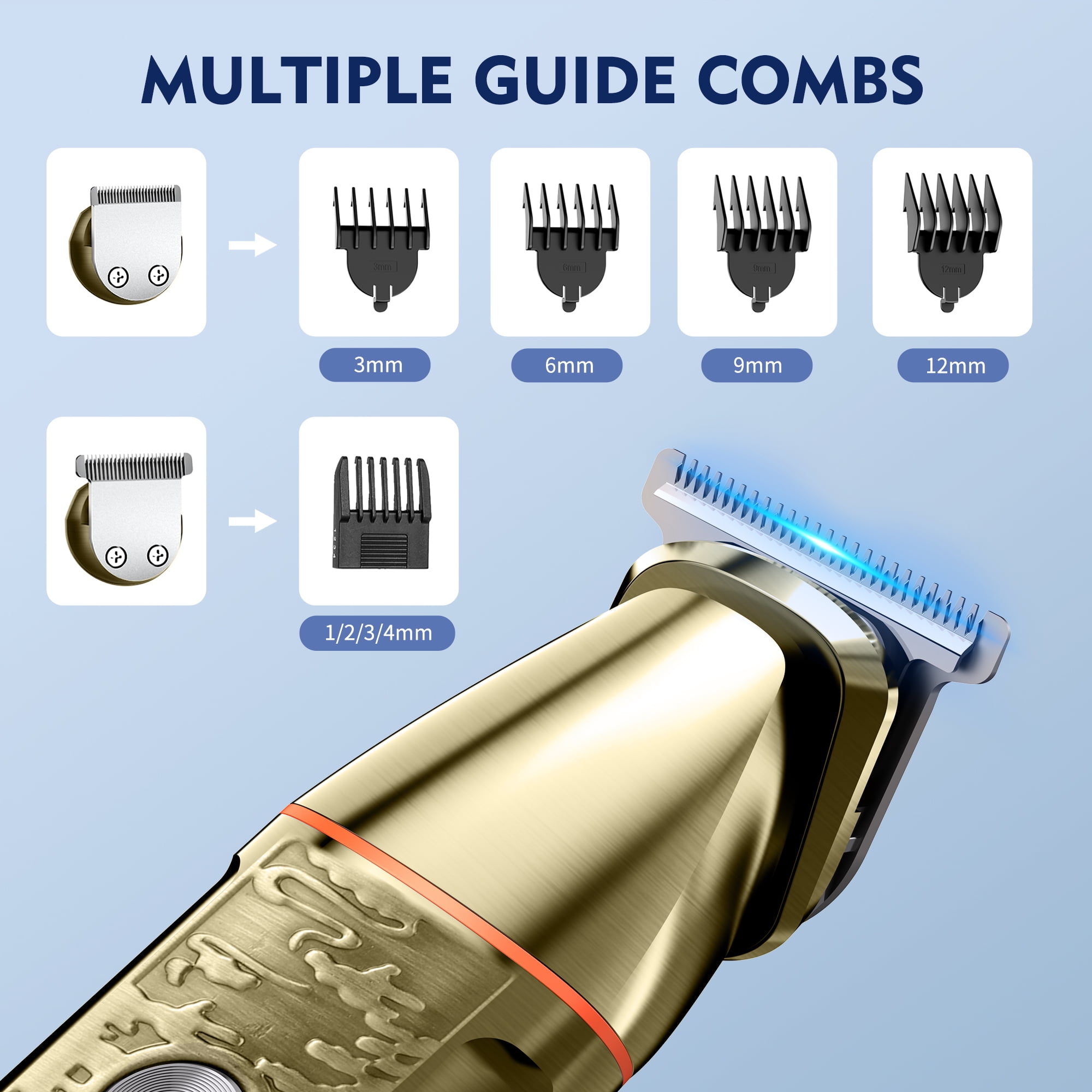 5 IN 1 Hair Clipper, Cordless Electric Nose Ear Beard Trimmer Face Body ...