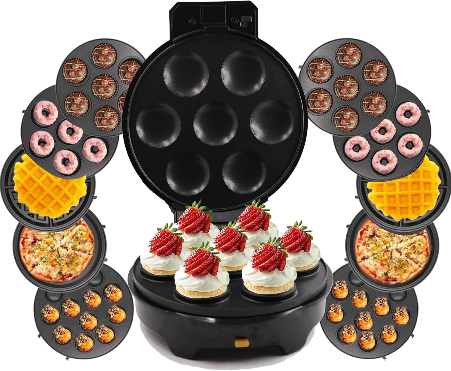 5-IN-1 Mini Donut Maker, Mini Pancakes Maker Machine, Mini Waffle Maker ...
