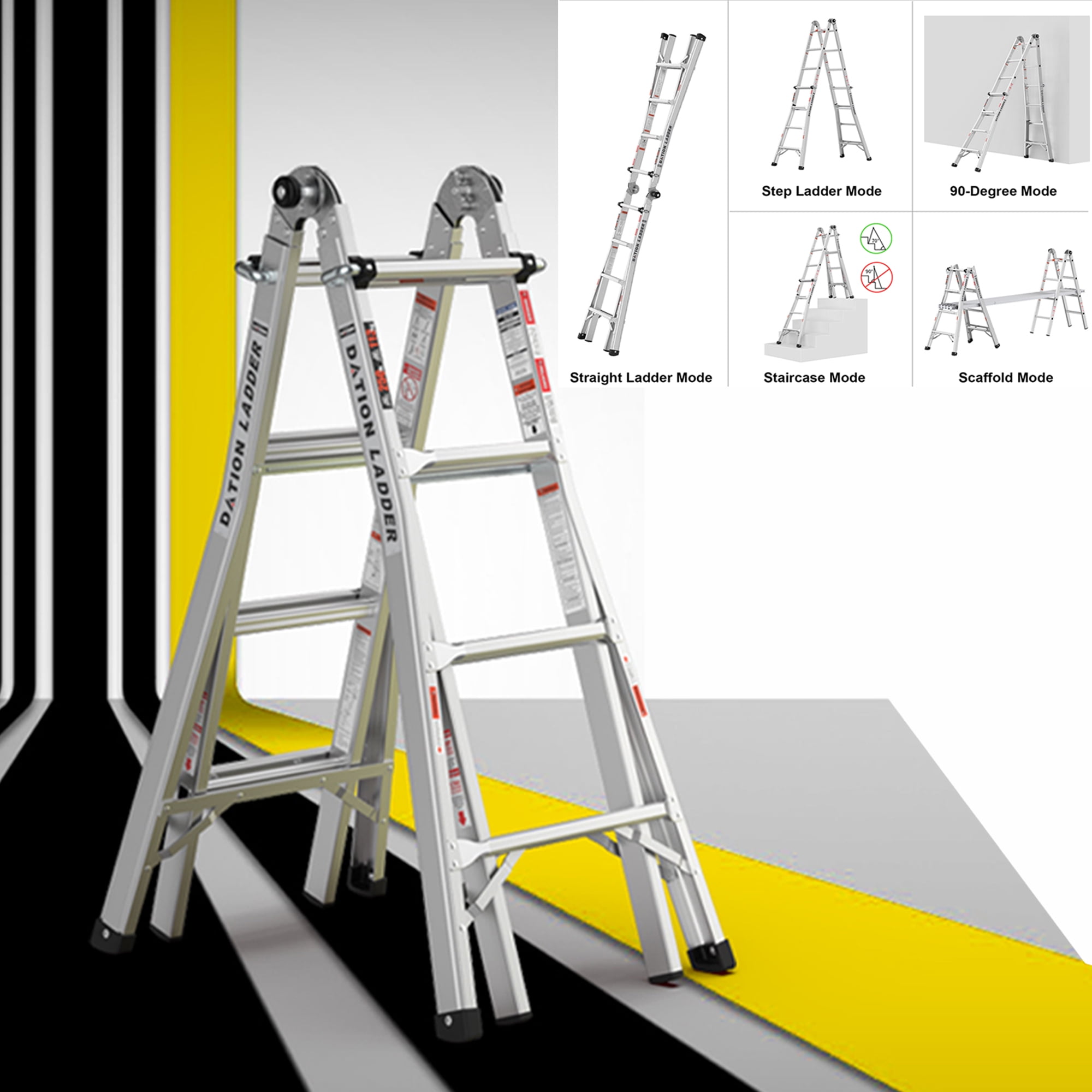 5-IN-1 Multiposition Ladder, 17ft Extension Step Ladder A-type ...