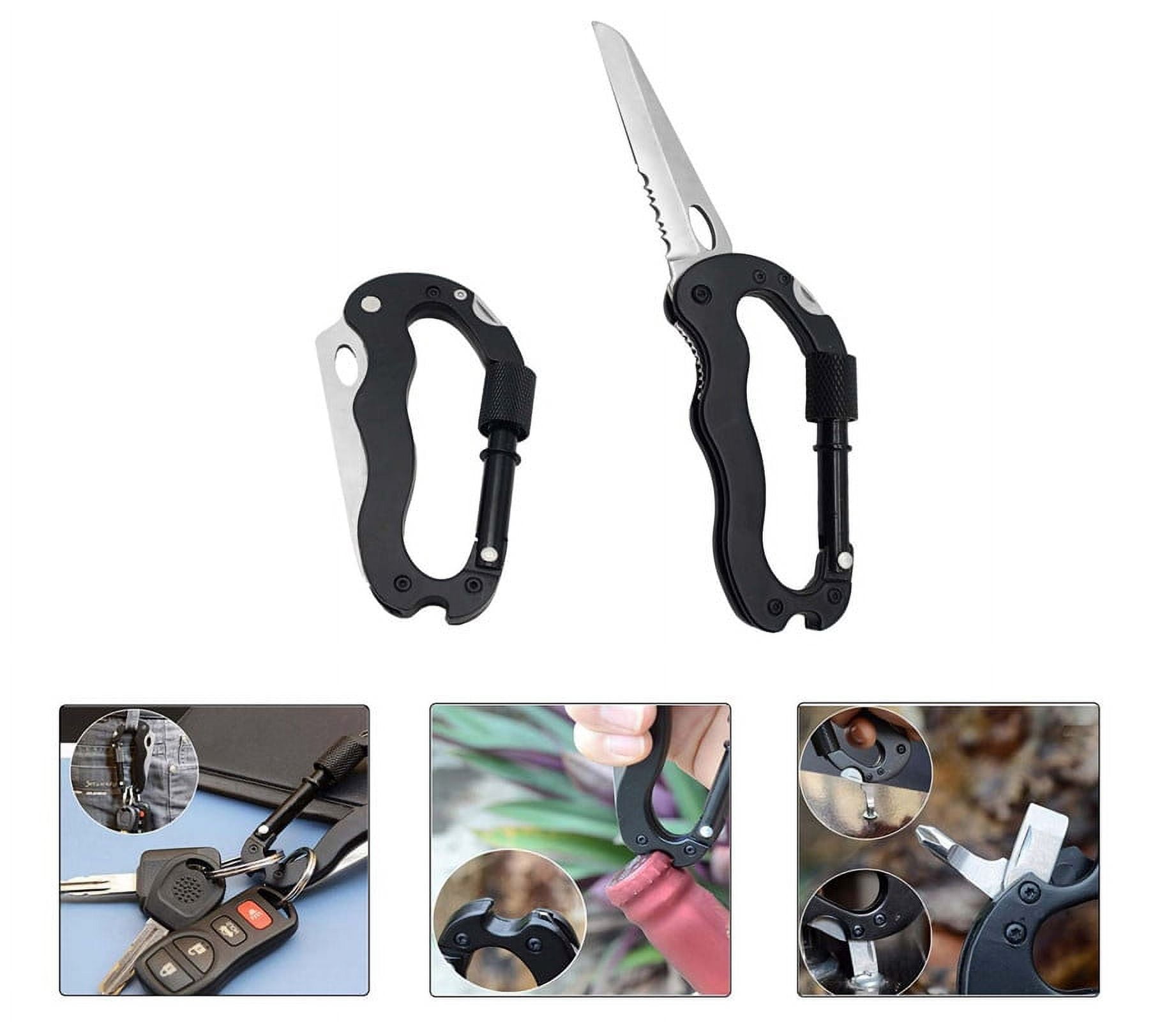 5 IN 1 VERSATILE SURVIVAL TOOL Multitool Carabiner with Folding Knife ...
