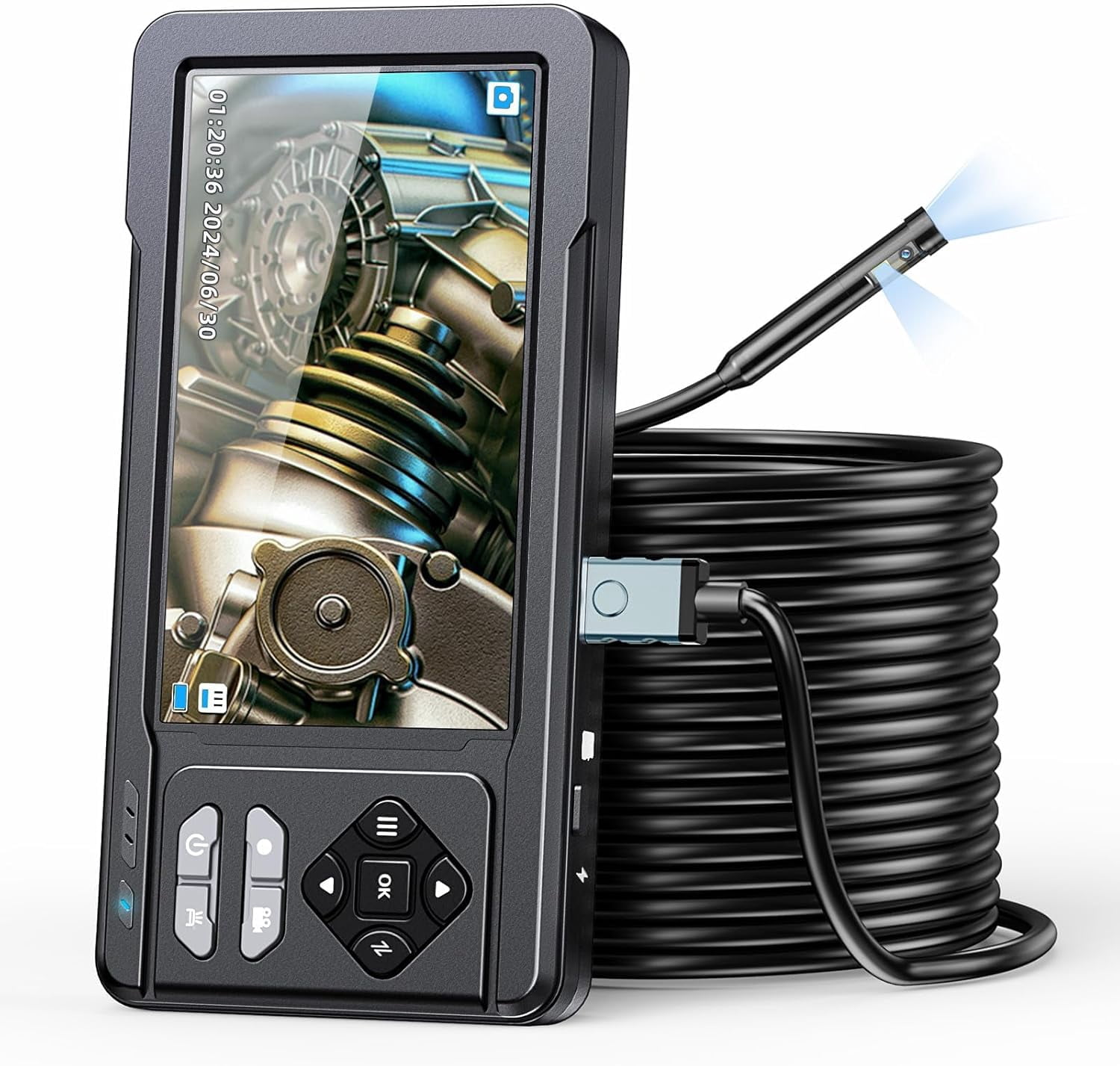 5" IPS Dual Lens Endoscope Camera with Lights, 1080P Photo Video ...