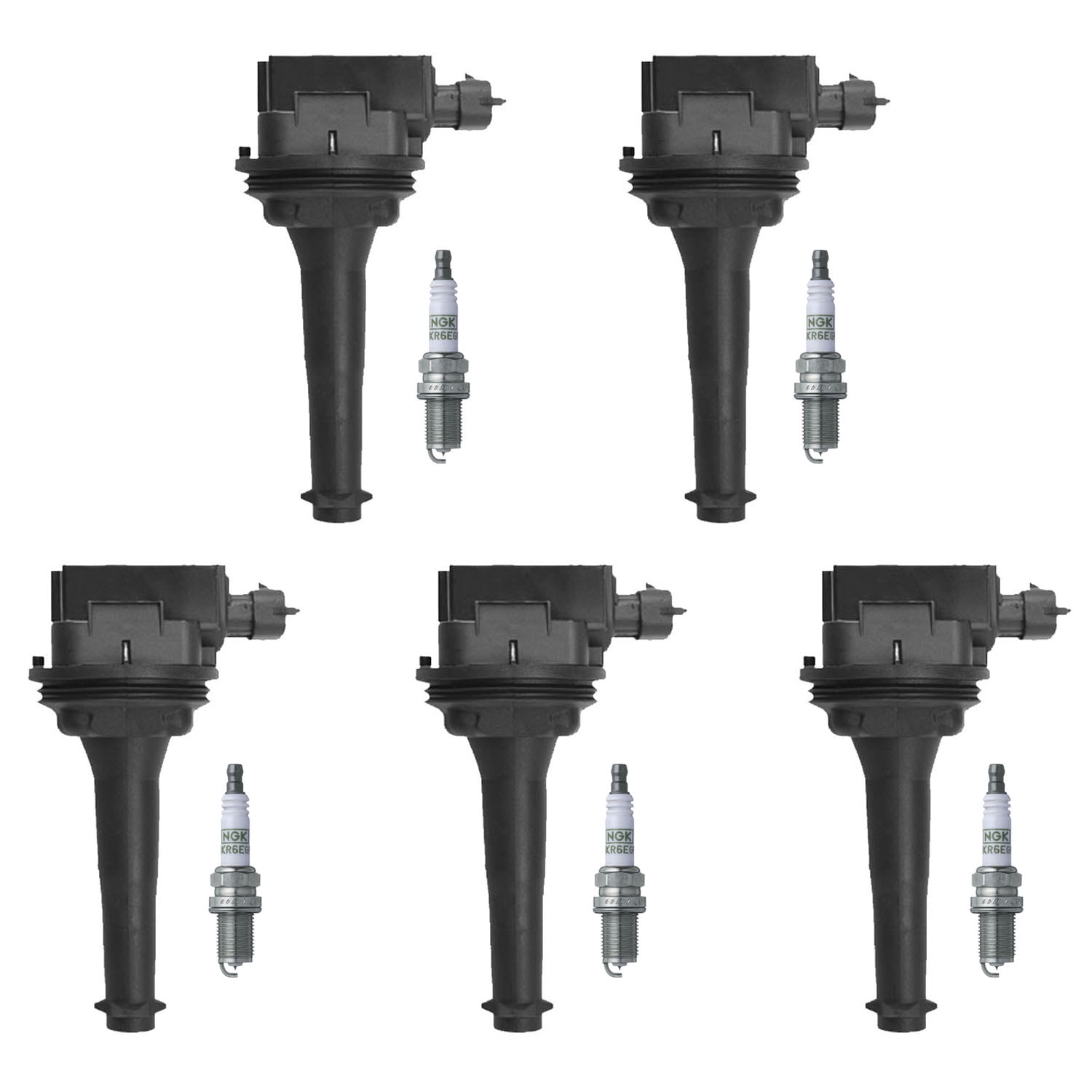 5 Ignition Coils and 5 NGK Platinum Spark Plugs Compatible with Volvo ...