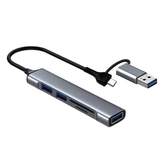 5 In 1 Aluminum USB+Type C Card Reader USB3.0 Card 5 Port Adapter Phone ...