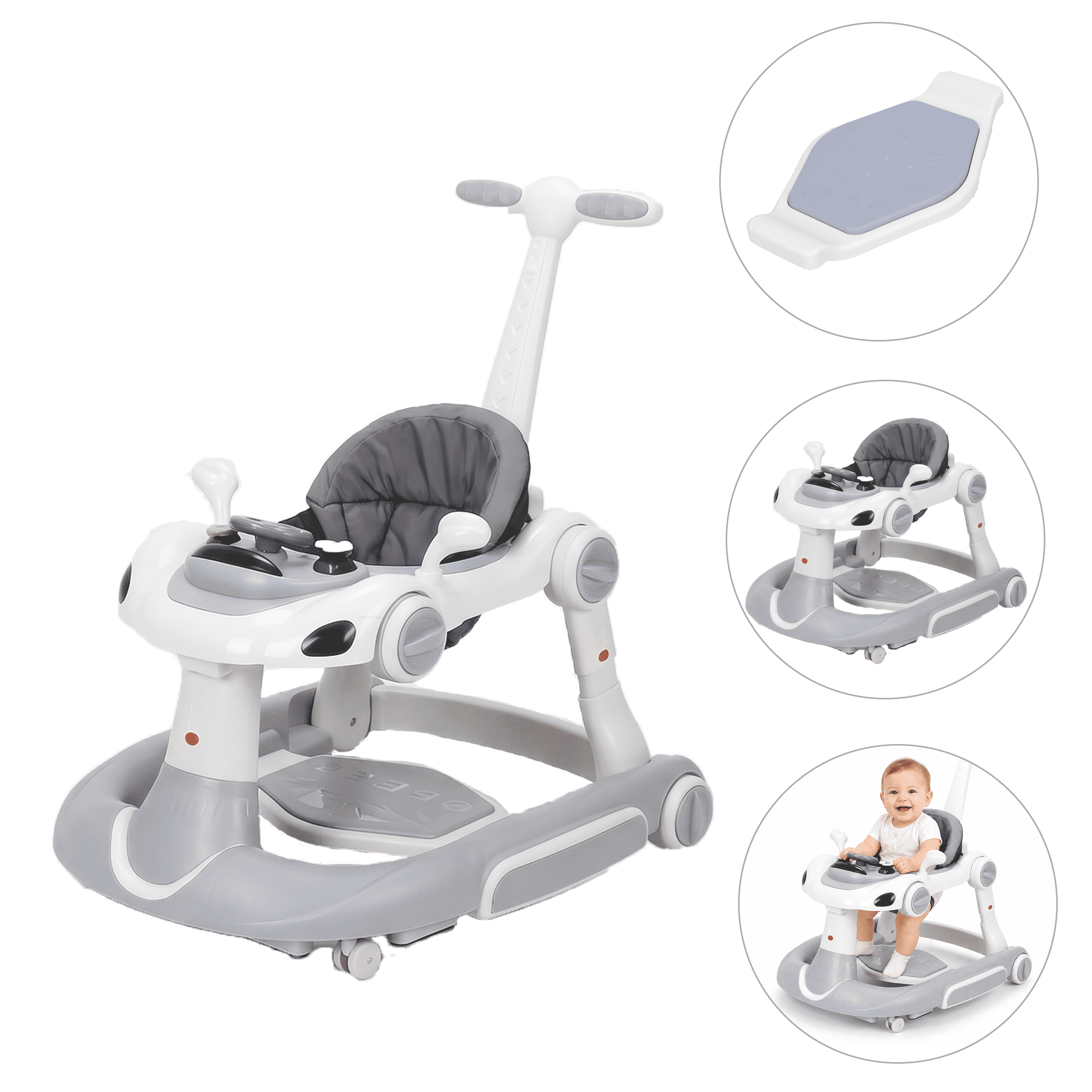 5-In-1 Baby Walkers With Wheels, Activity Walker For Boys Girls 6-18 ...