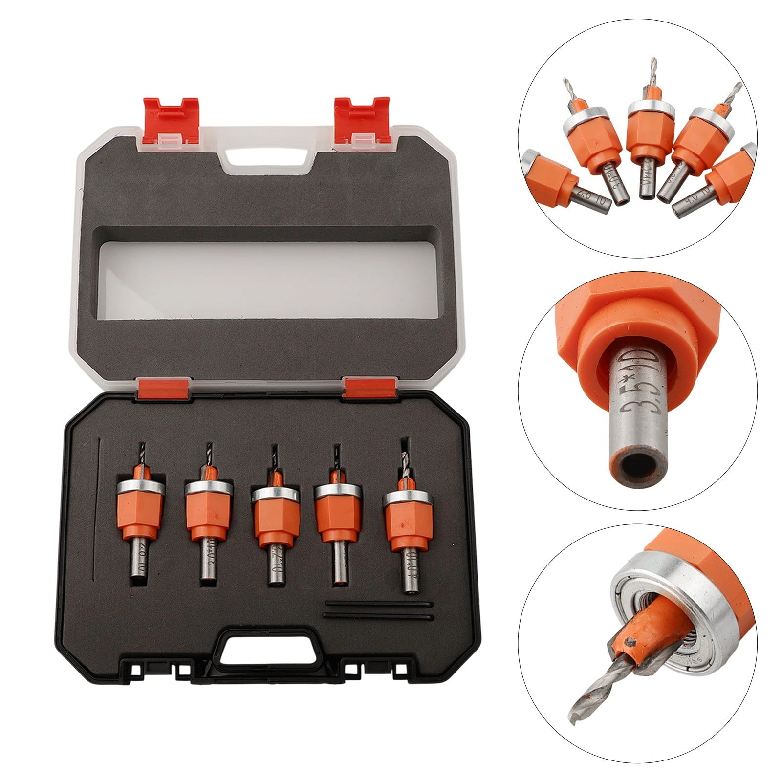 5-In-1 Countersink Drill Bit Set with Depth Stop for Precision ...