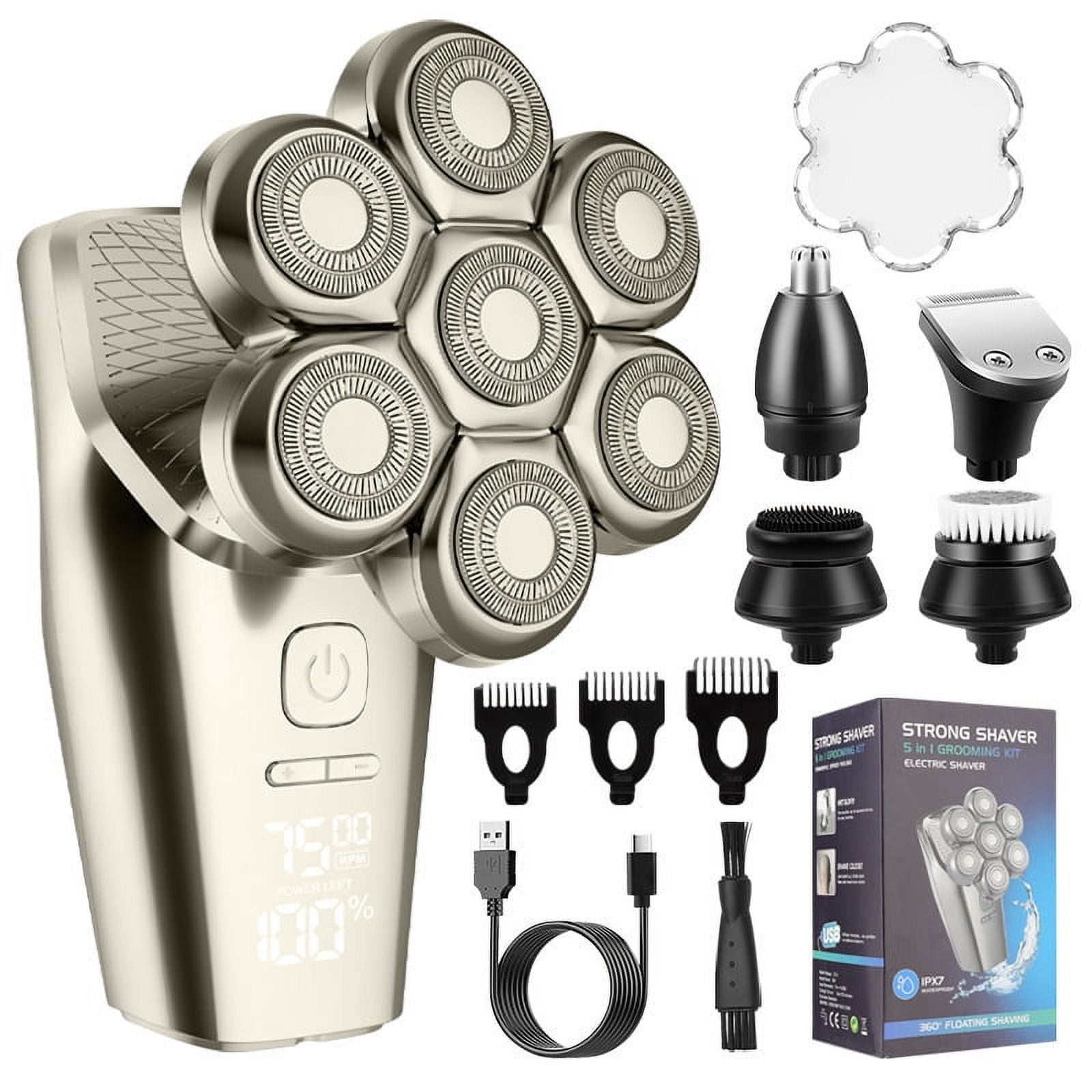 5 In 1 Electric Head Shavers for Bald Men 7 Floating Heads with Nose ...