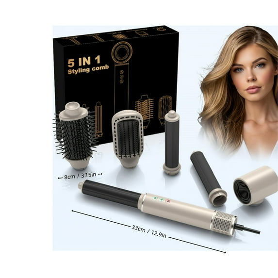 5-In-1 Ionic Hot Air Brush Set - 110K RPM Hair Dryer Curler ...