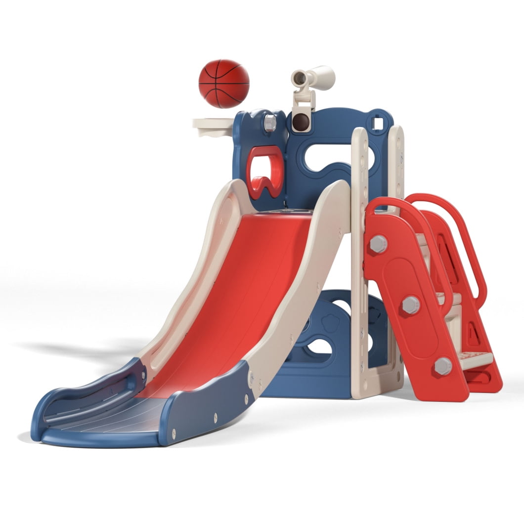 5 In 1 Kids Slide and Climber Playset, Freestanding Toddler Playground ...
