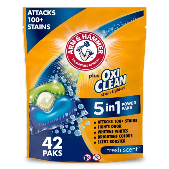 5-In-1 Laundry Detergent Packs Laundry Soap Pods, Fresh Scent, 42 Count ...
