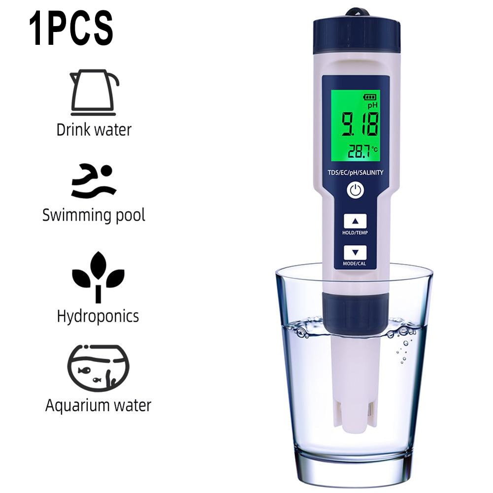 5 in 1 LCD Digital PH/EC/Salinity/Temperature Water Quality Meter ...
