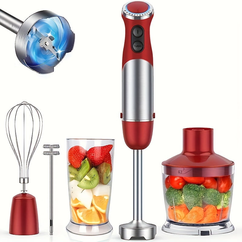 5 In 1 Manual Immersion Mixer, Upgraded 1000W 12 Speed Turbine Mode ...