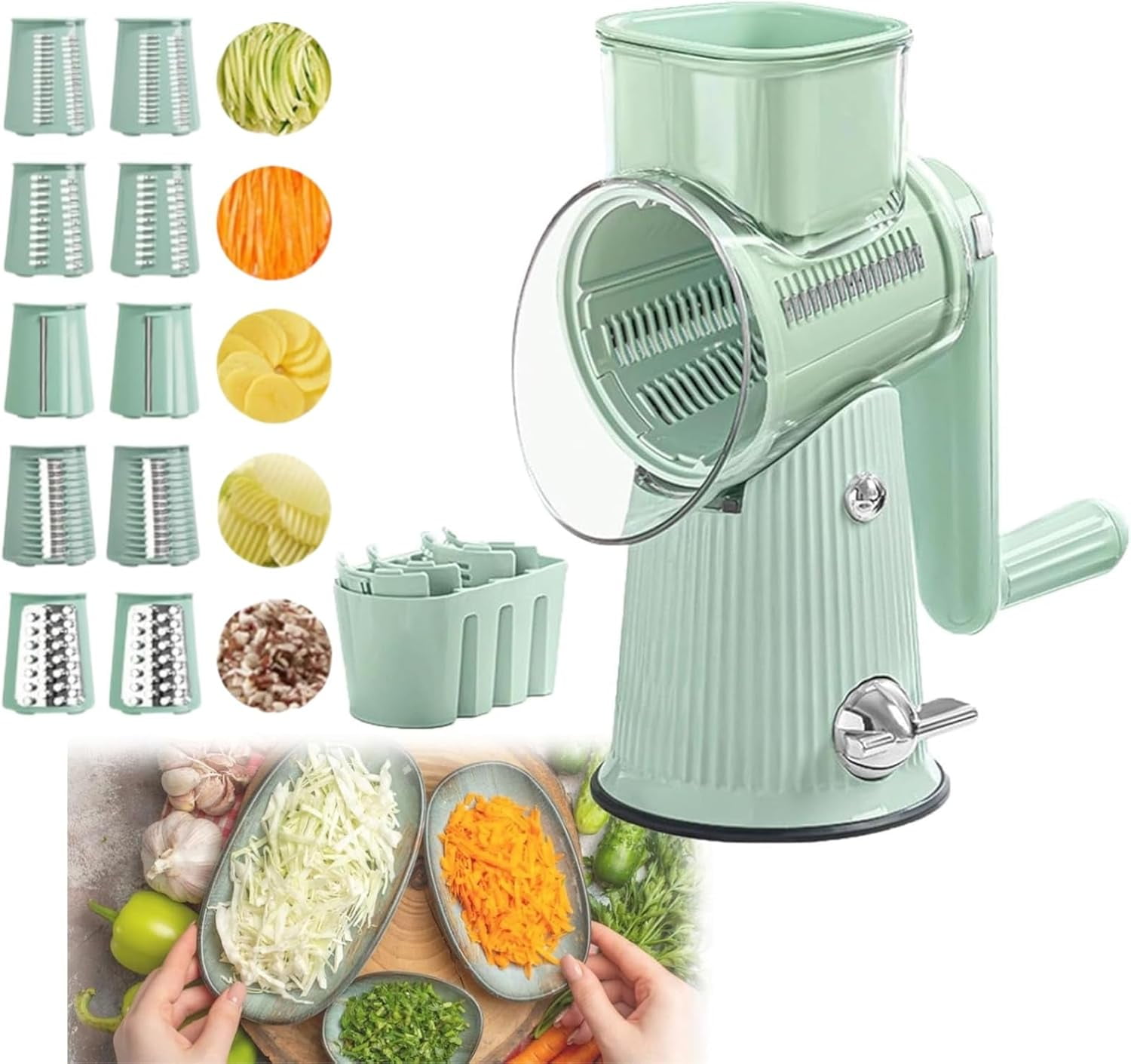 5 In 1 Rotary Cheese Grater Vegetable Slicer, Cheese grater hand crank ...