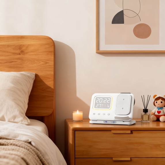 5-In-1 Wireless Charging Station Adjustable Night Light, Time And ...