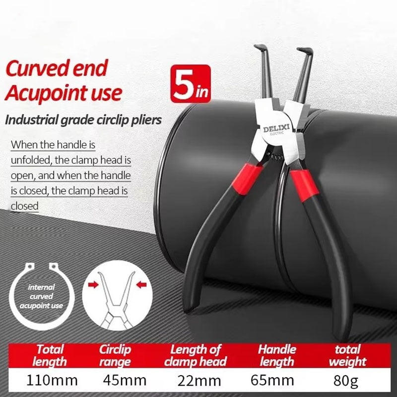 5-In Circlip Pliers,Needle nose Pliers，Retaining Ring Pliers，for Removing Installing Puller ...