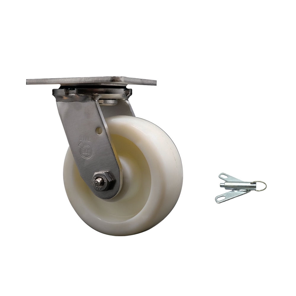 5 Inch 316 Stainless Steel Nylon Swivel Caster w/Delrin Bearing& Swivel ...