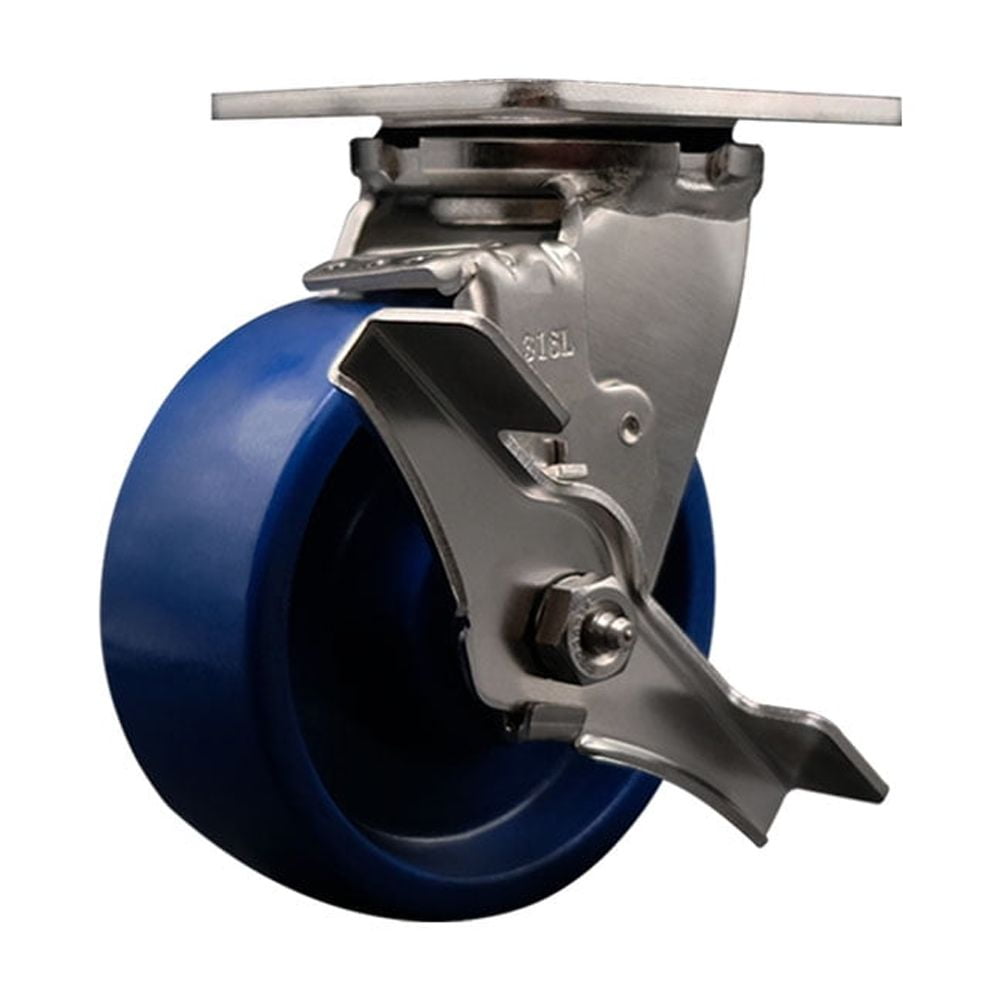 5 Inch 316 Stainless Steel Solid Poly Swivel Caster w/Delrin Bearing ...