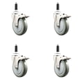 5 Inch 316SS Gray Poly Swivel 3/4 Inch Expanding Stem Caster Set Lock ...