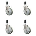 5 Inch 316SS Gray Polyurethane Swivel 1-5/8 Inch Expanding Stem Caster ...