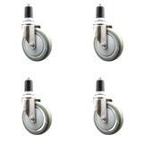 5 Inch 316SS Gray Polyurethane Swivel 1-5/8 Inch Expanding Stem Caster ...