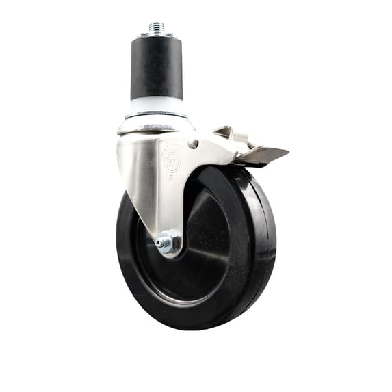 5 Inch 316SS Hard Rubber Swivel 1-7/8 Inch Expanding Stem Caster Lock ...