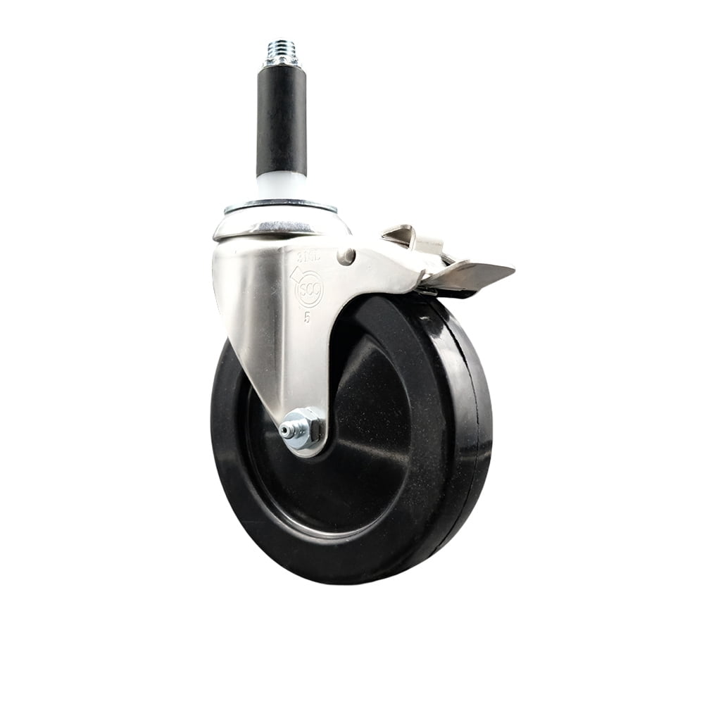 5 Inch 316SS Hard Rubber Swivel 3/4 Inch Expanding Stem Caster Lock ...