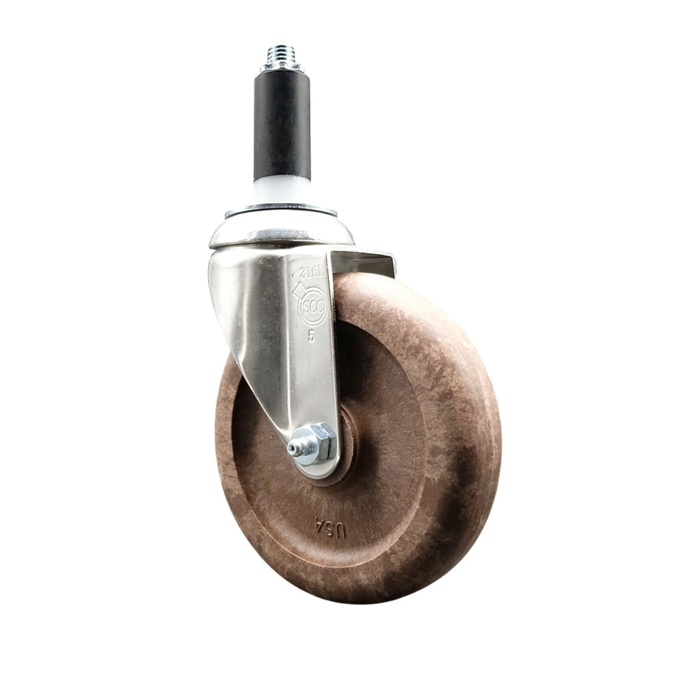 5 Inch 316SS High Temp Glass Filled Nylon 1 Inch Expanding Stem Caster ...