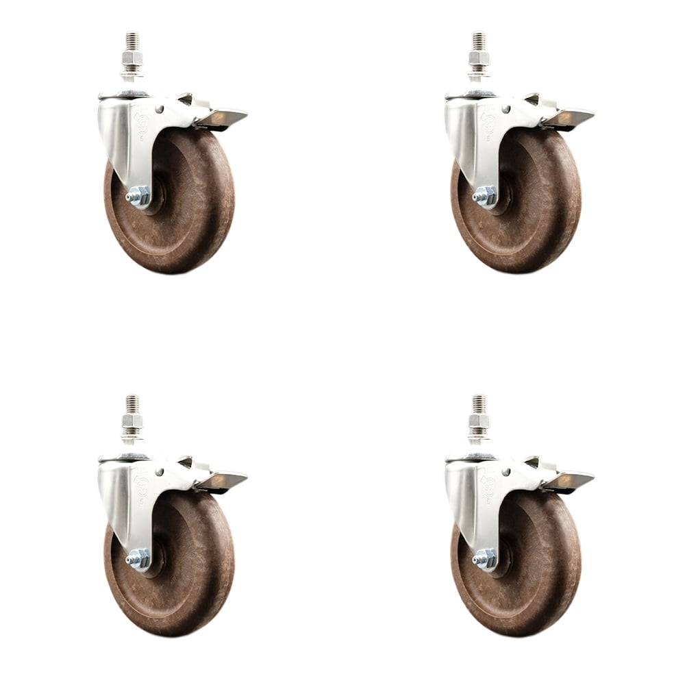 5 Inch 316SS High Temp Glass Filled Nylon 3/8 Inch Stem Caster Set Lock ...