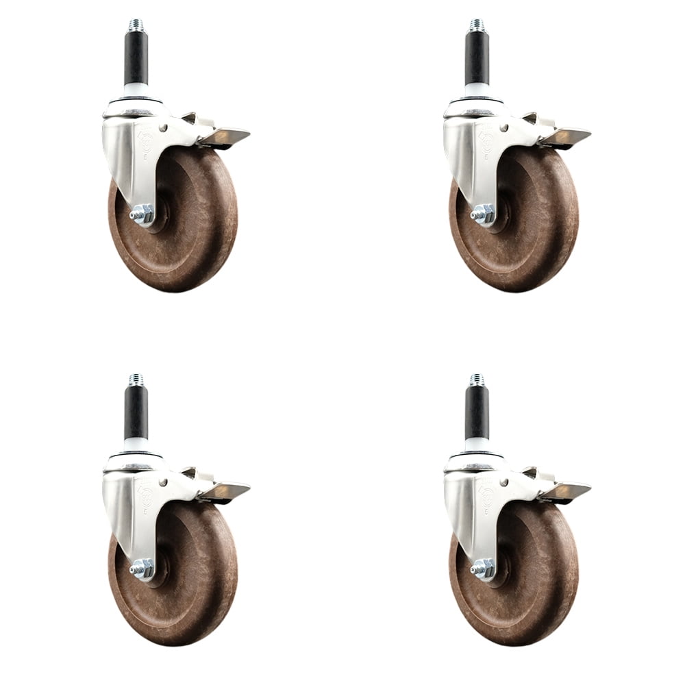 5 Inch 316SS High Temp Glass Filled Nylon 7/8 Inch Stem Caster Set Lock ...