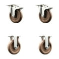 5 Inch 316SS High Temp Glass Filled Nylon Plate Caster Set 2 Lock Brake ...