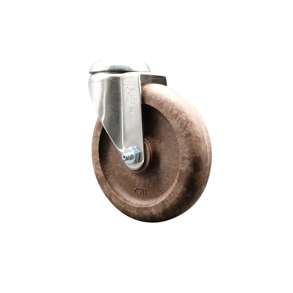 5 Inch 316SS High Temp Glass Filled Nylon Wheel Swivel Bolt Hole Caster ...